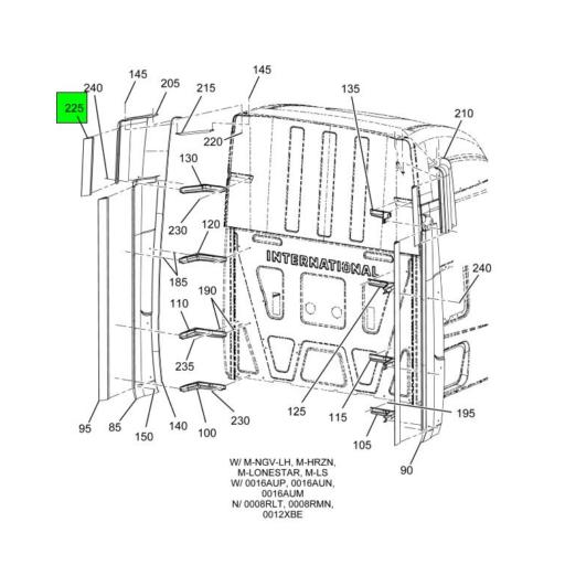 4128246C2 Navistar International | Cab Trim Molding Roof Extension ...