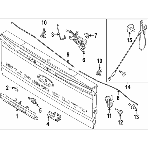 PC3Z28431A79B Ford | Tailgate Latch Rod Handle - Left Center | Source ...