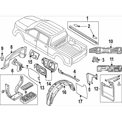PC3Z2828370A Ford | Dual Wheel Splash Shield Liner Wheelhouse Guard ...