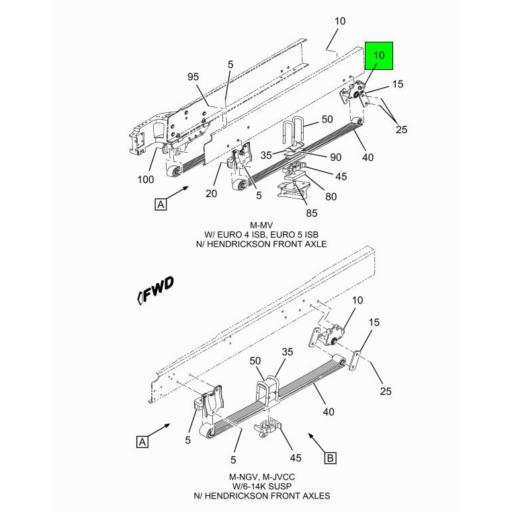 3527264C92 Navistar International | Rear Bracket Support with Rubber ...