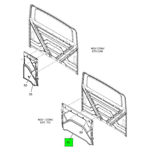 6130839C2 Navistar International | Left-Hand Standard Cab Back Panel ...