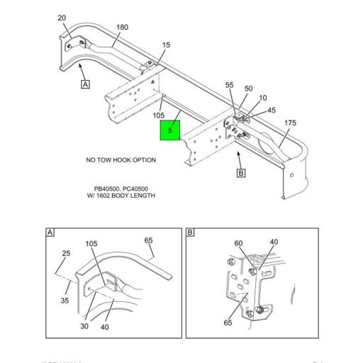 4092805C1 Navistar International | Rear Bumper Bus Body Left 45-Inch ...