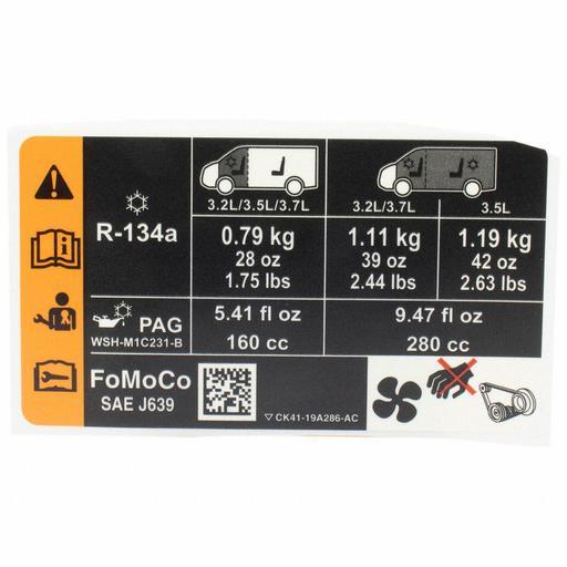 CK4Z1503050B Ford | AIR CONDITIONING A/C System Information Label Decal ...
