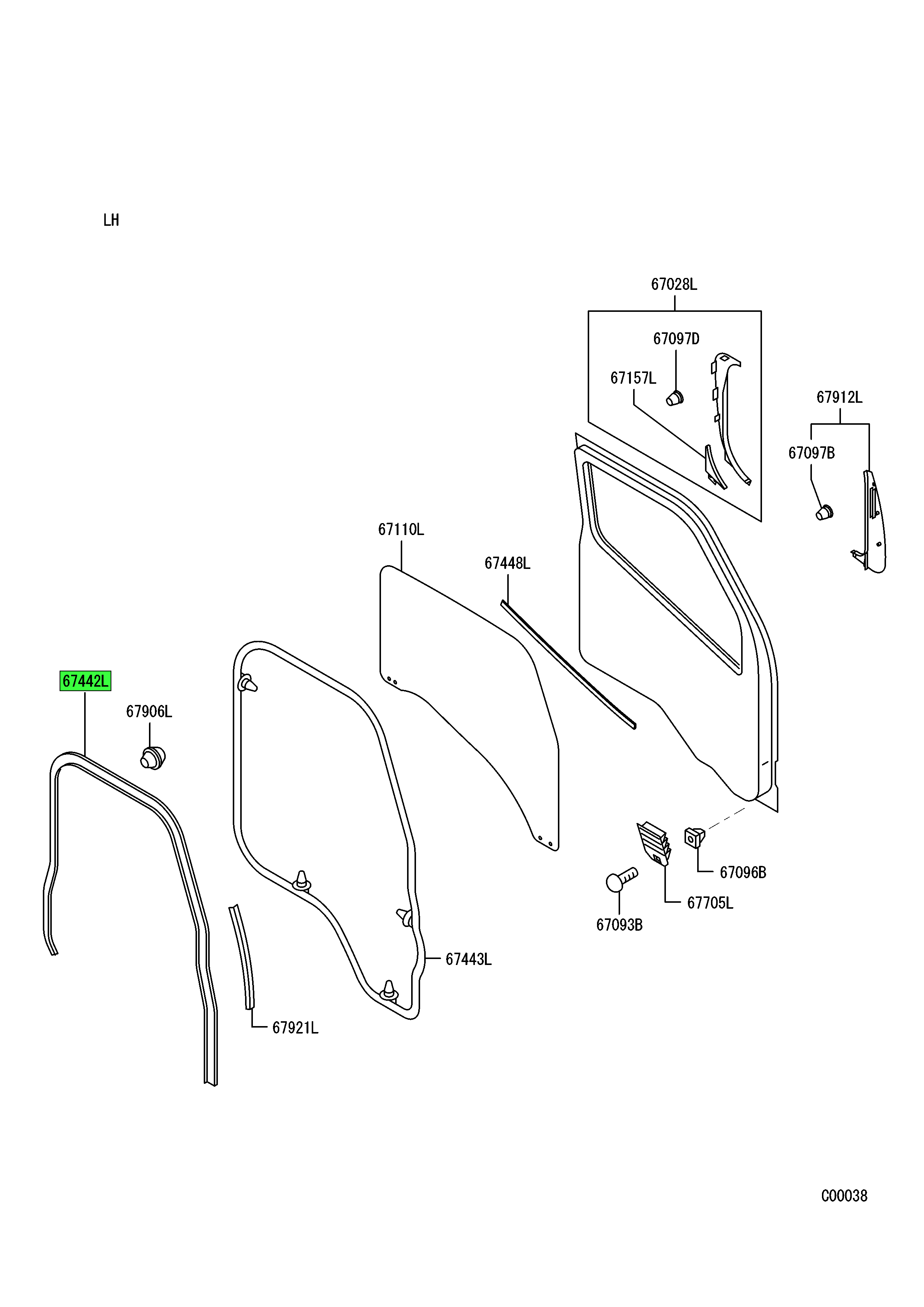 MK580019 Mitsubishi FUSO | Inner Left Hand Front Door Opening ...
